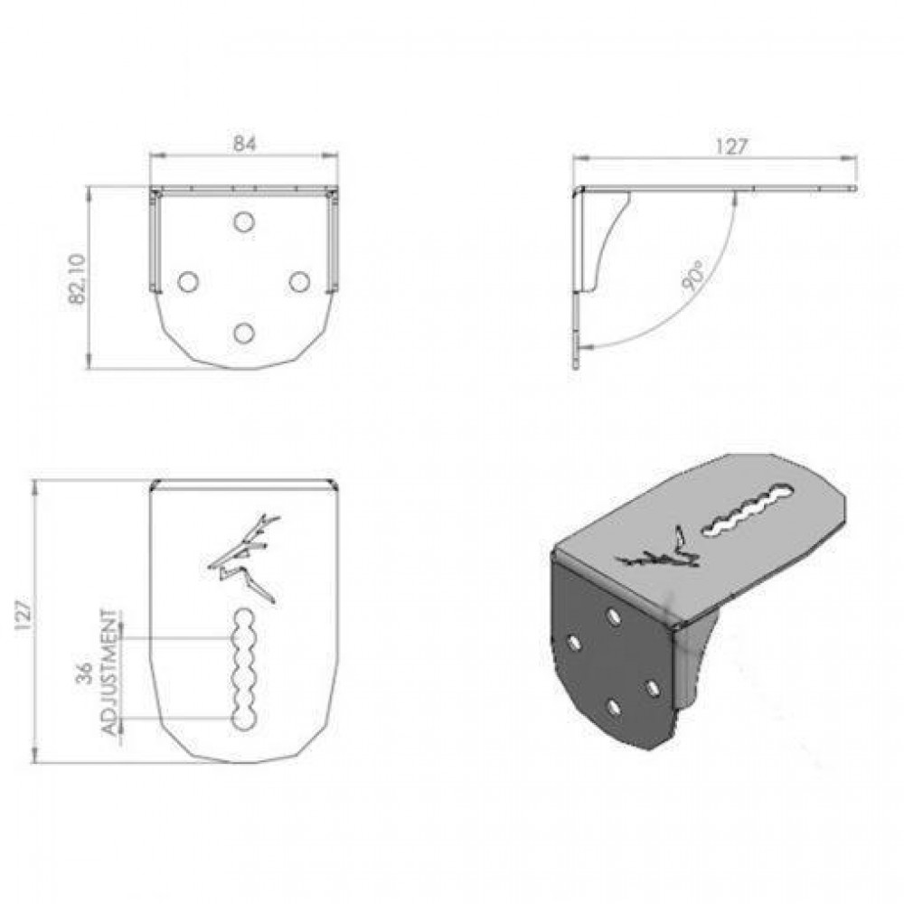 THE BUSH COMPANY SPOTLIGHT/LIGHTBAR BRACKET FOR ALPHA TENT - BRACKET