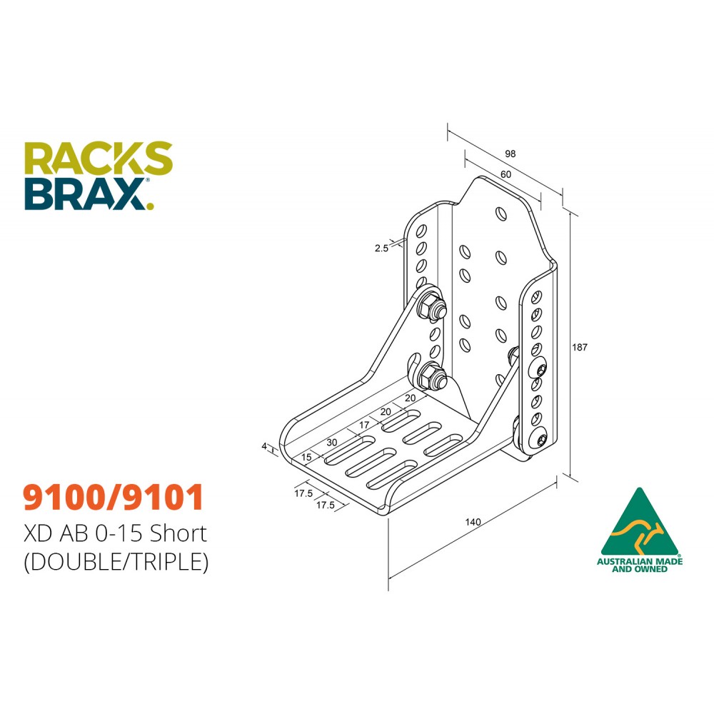 Racks Brax XD ADJUSTABLE BRACKETS LONG (DOUBLE) - Bracket